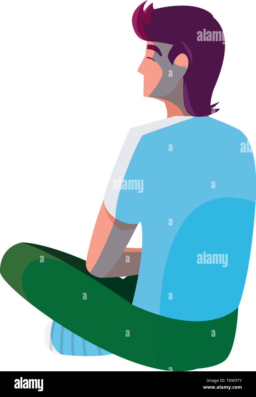 man seated back character vector illustration design Stock Vector Image ...