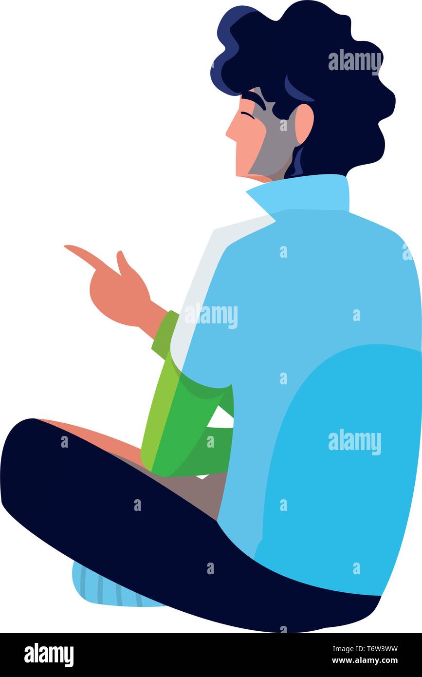 man seated back character vector illustration design Stock Vector Image ...