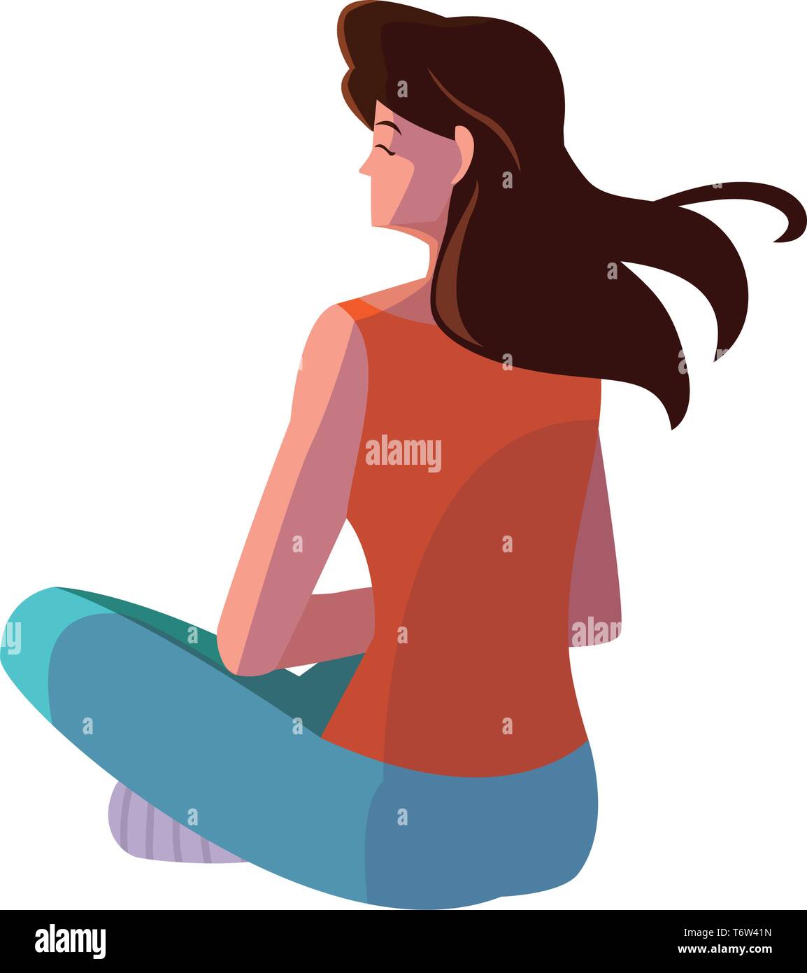 Woman Back View Profile Sitting Stock Vector Images Alamy