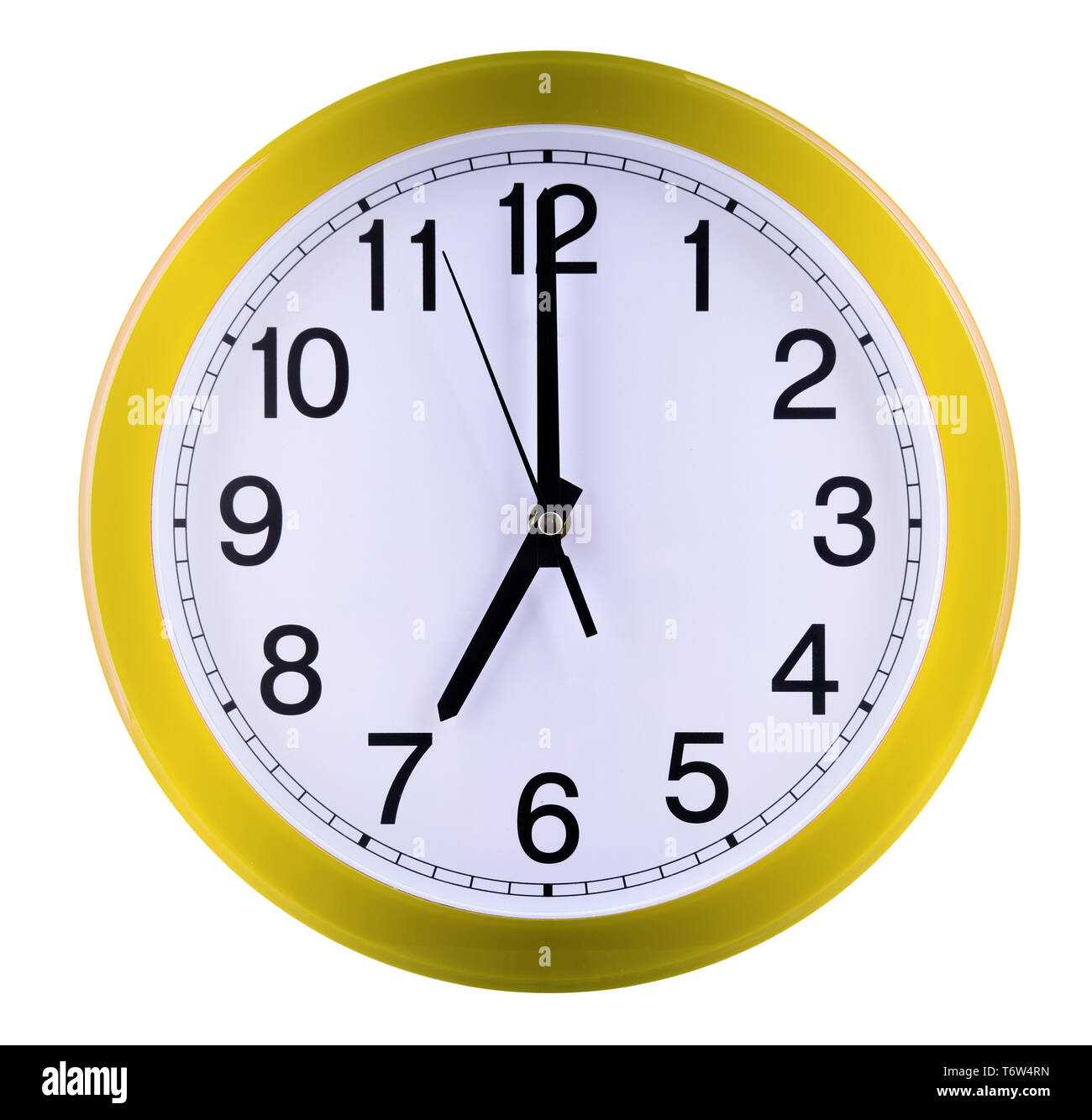 Wall clock isolated on white background. Seven oclock Stock Photo - Alamy