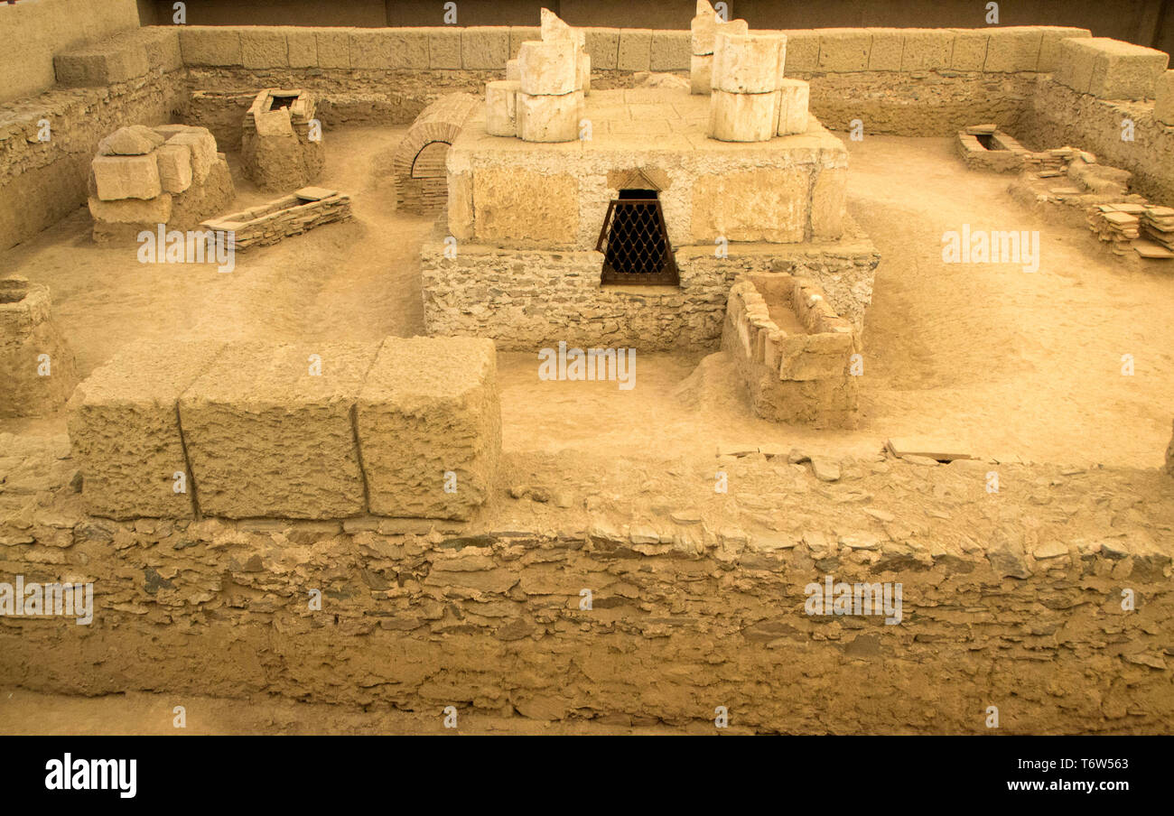 Archaeological Roman graveyard, tombs and sarcophagus at Viminacium ...