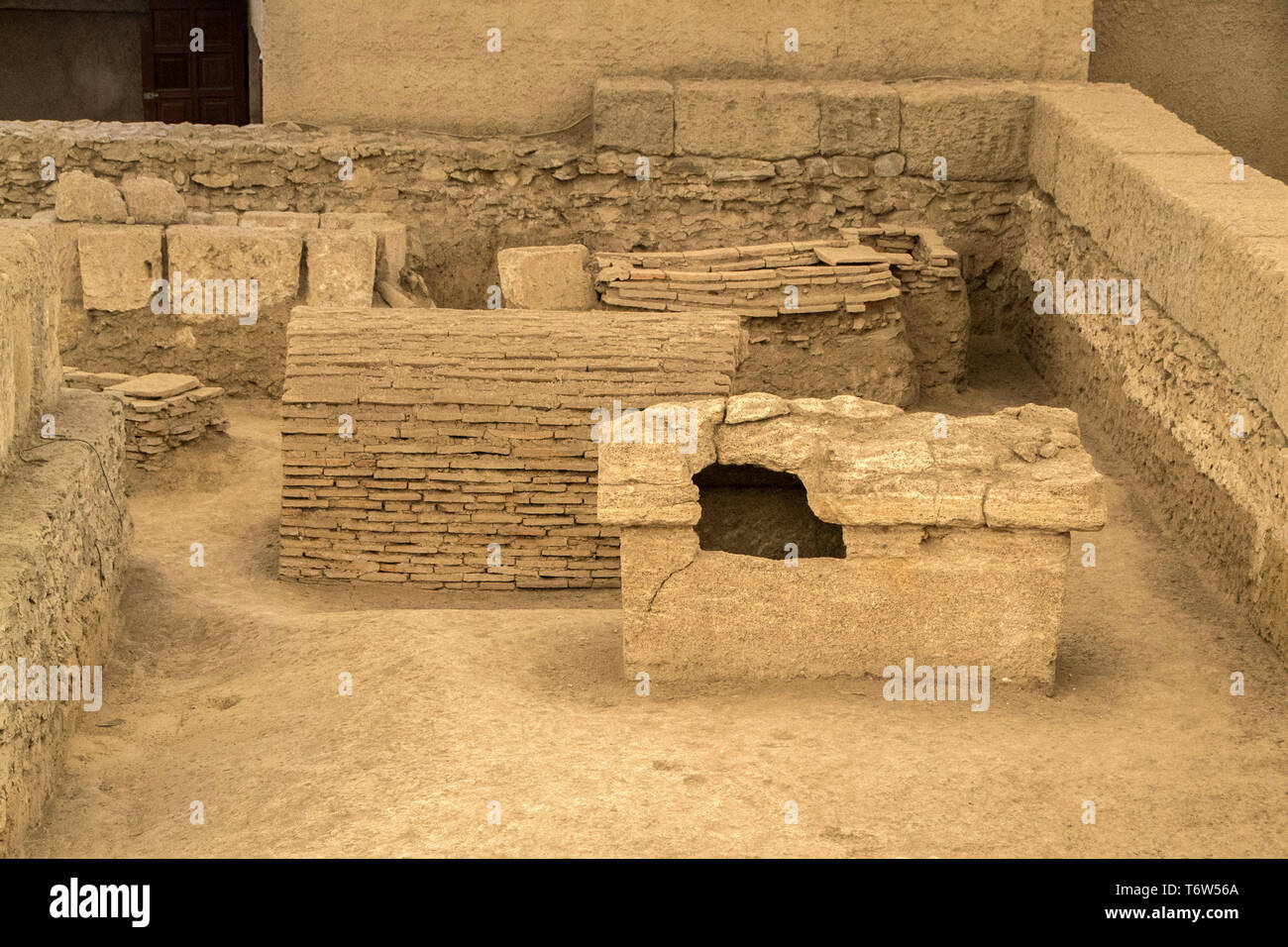 Archaeological Roman graveyard, tombs and sarcophagus at Viminacium ...