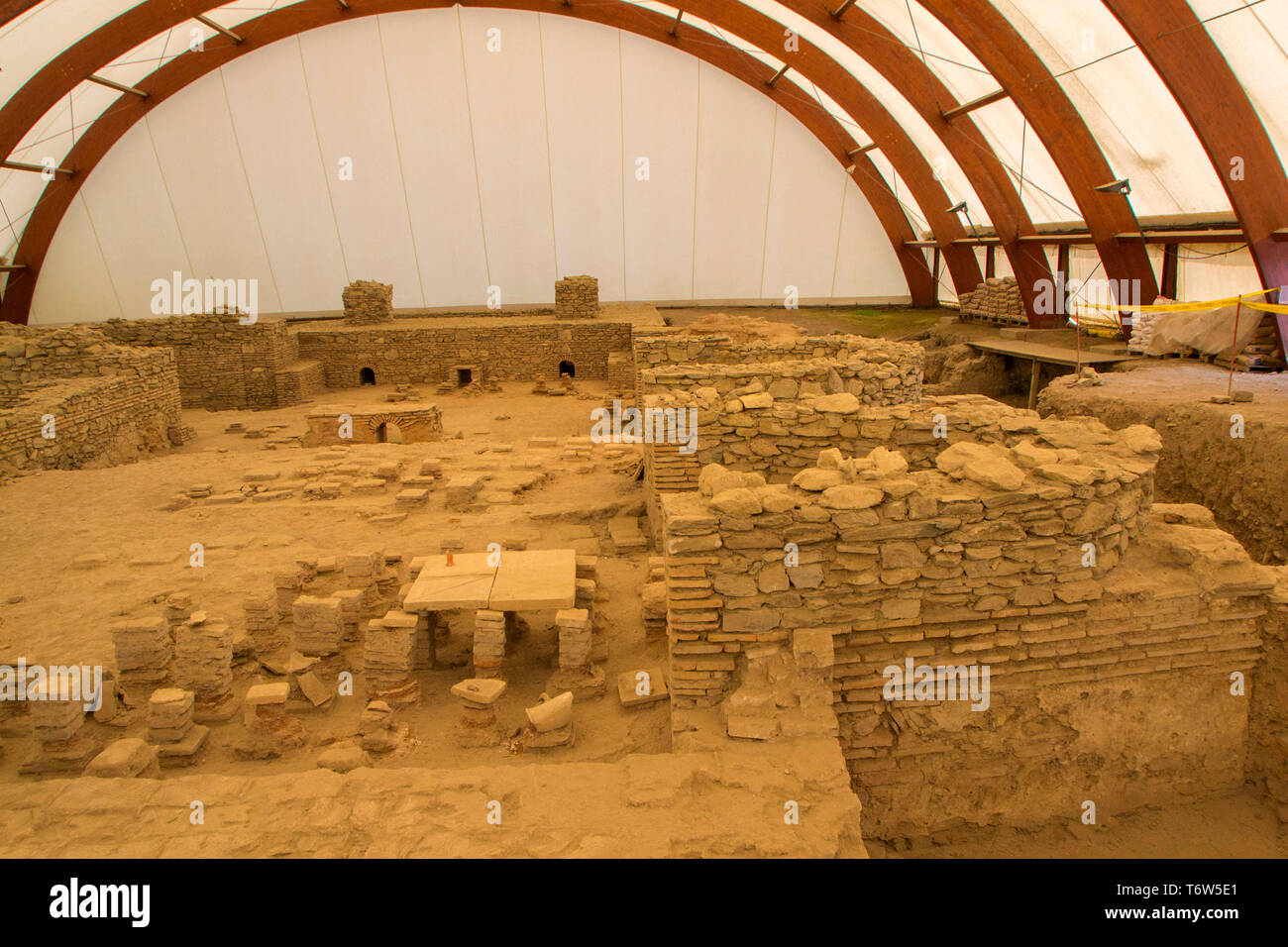 Archaeological ruins of the ancient roman baths, old Roman city from 1 ...