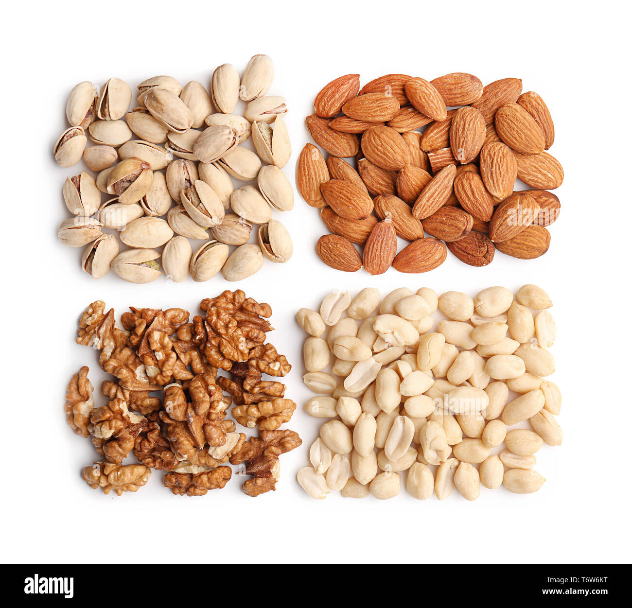 Composition with different types of nuts on white background Stock ...