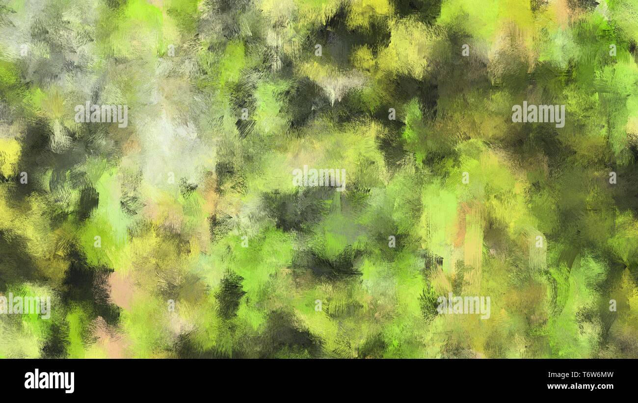 paint swab and strokes with brush in the colours yellow green, olive ...