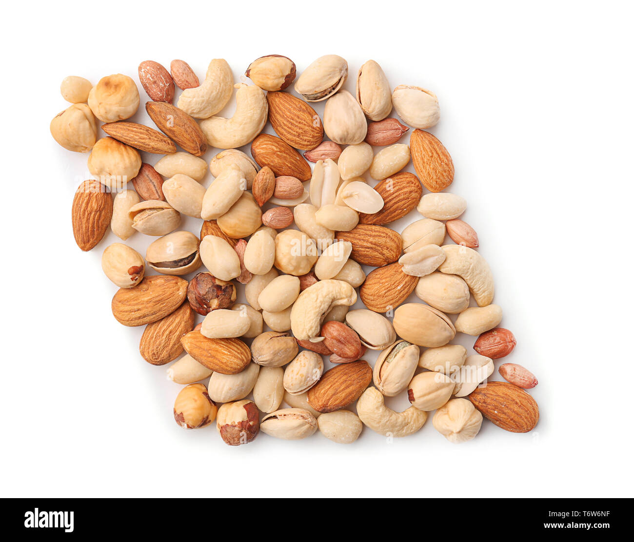 Different types of nuts on white background Stock Photo - Alamy