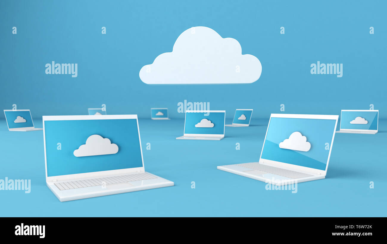 Cloud computing computer connection concept 3d illustration Stock Photo ...