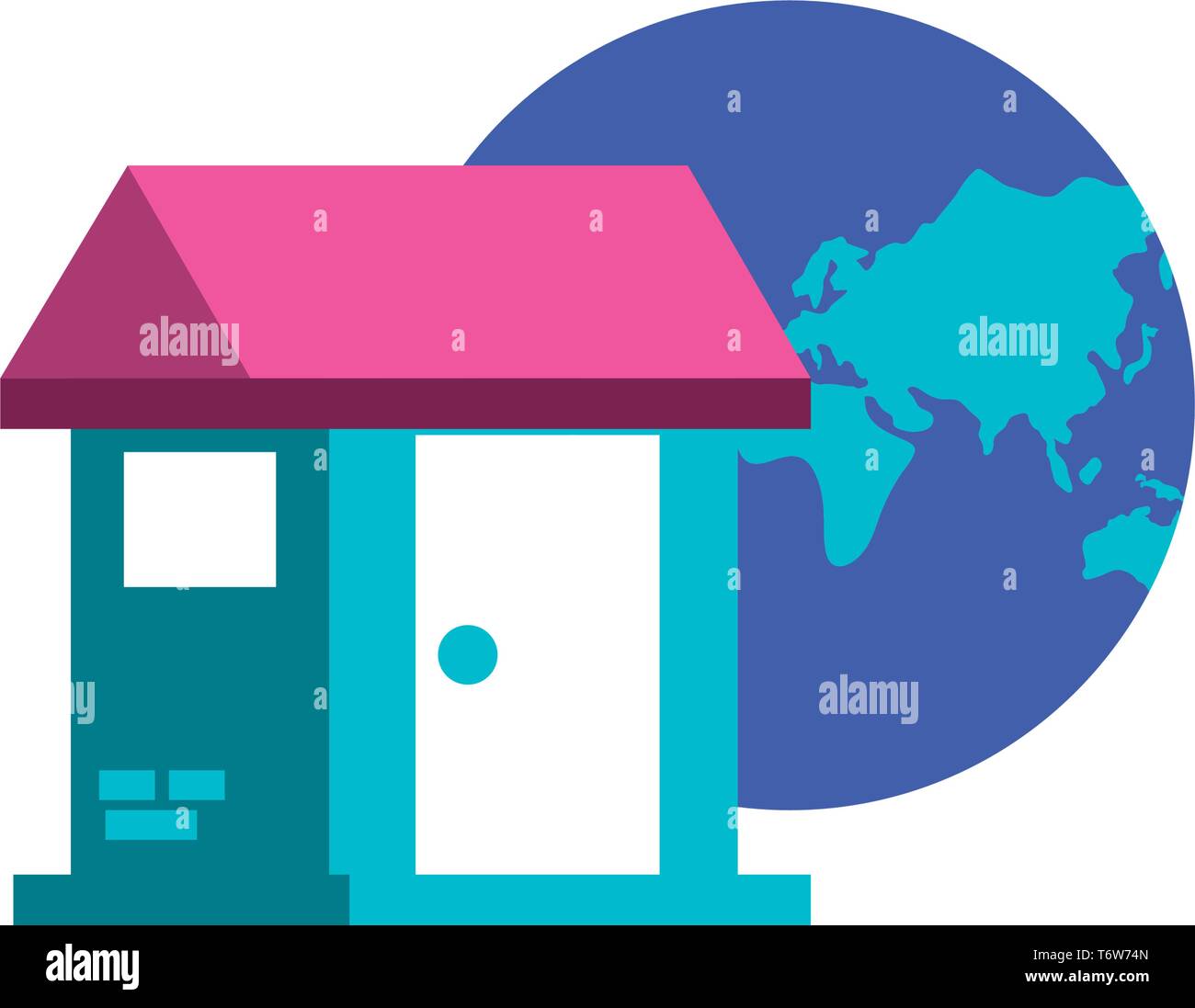 planet earth with house building vector illustration design Stock ...