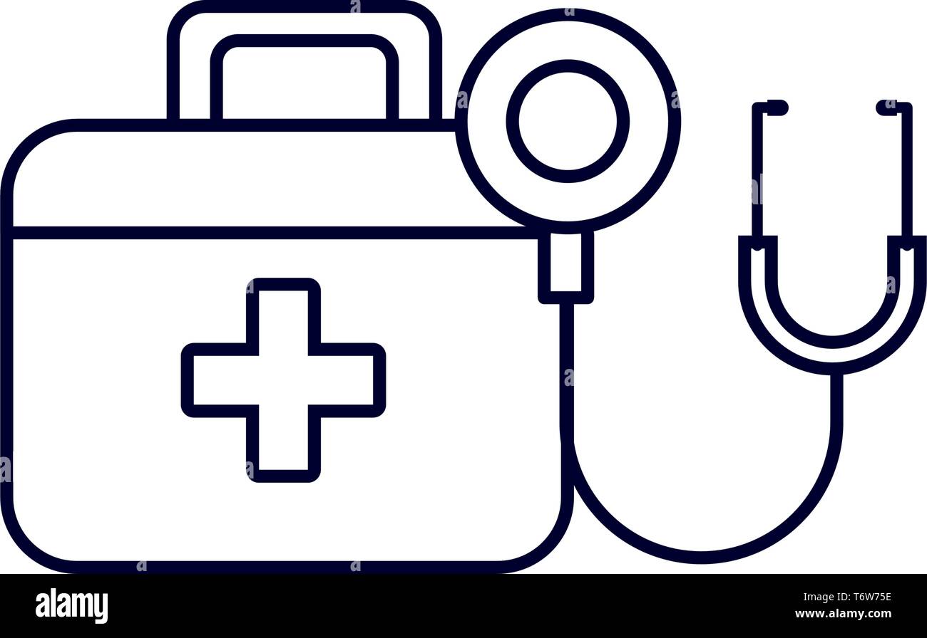 first aid kit with stethoscope medical vector illustration design Stock ...