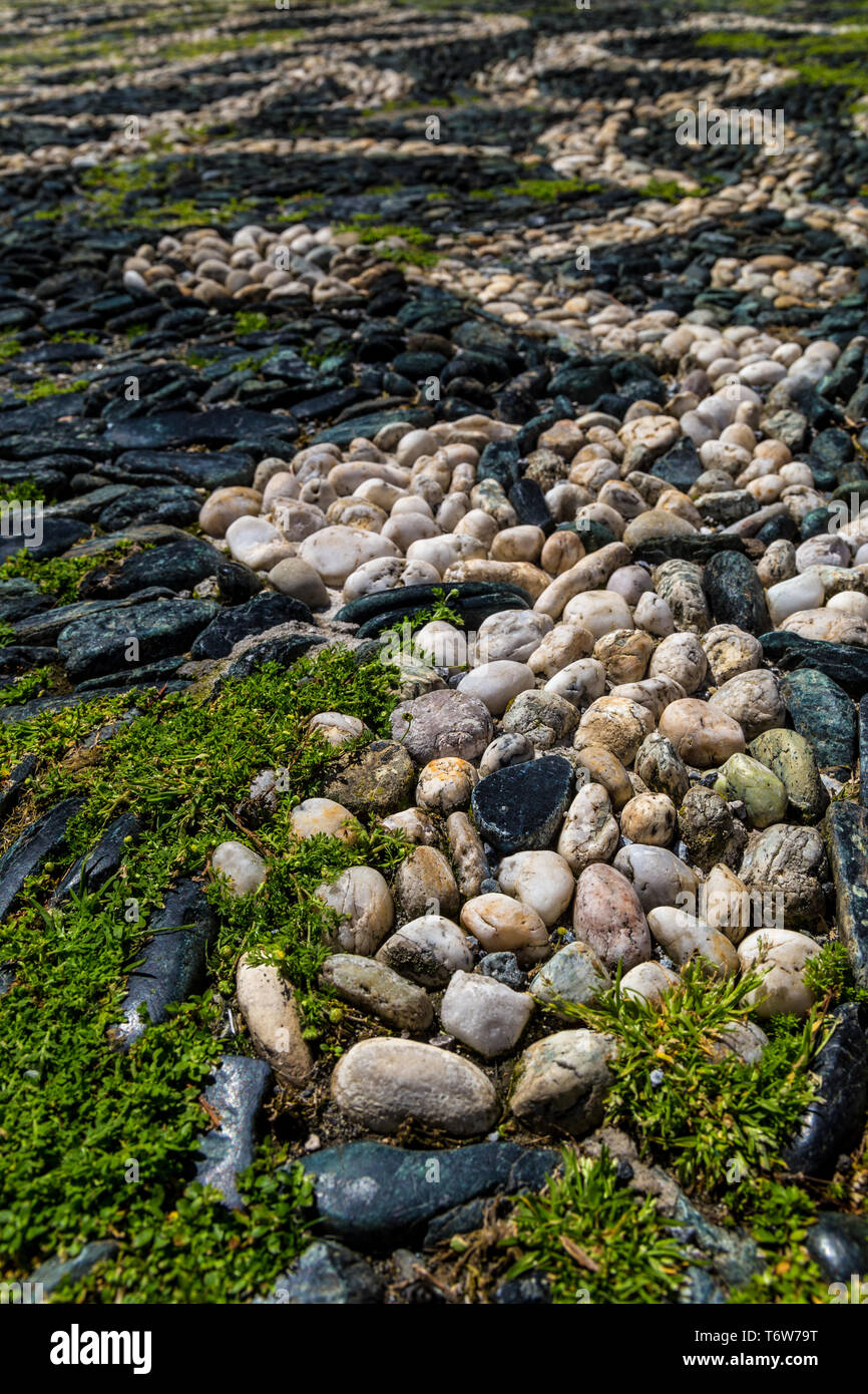 Full frame background of pebble pavement Stock Photo - Alamy
