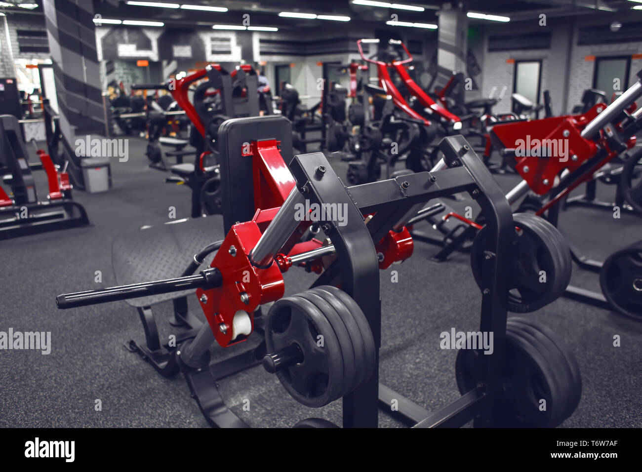 Interior of modern gym with exercise machines Stock Photo - Alamy