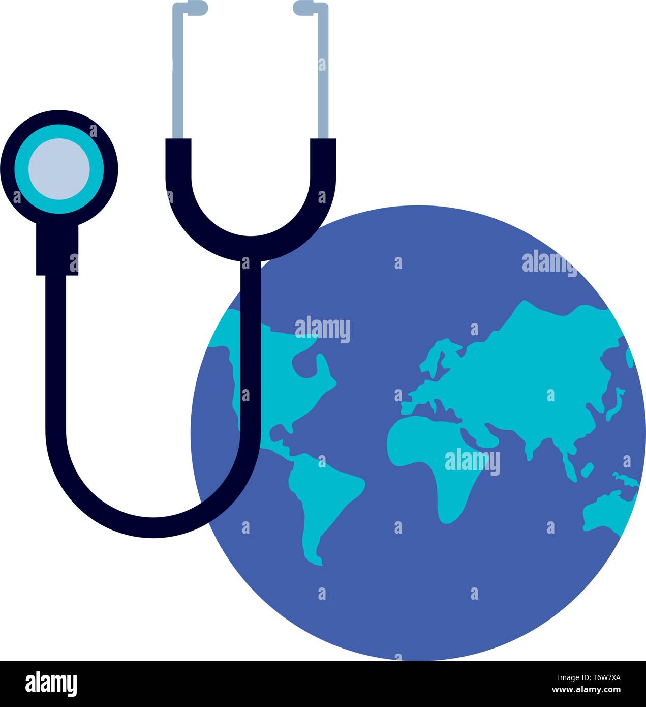 stethoscope medical with planet earth vector illustration design Stock ...