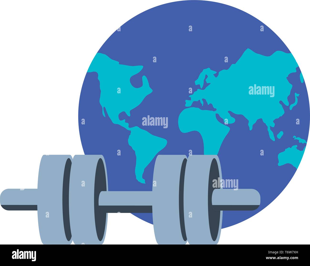dumbbell sport with planet earth vector illustration design Stock ...