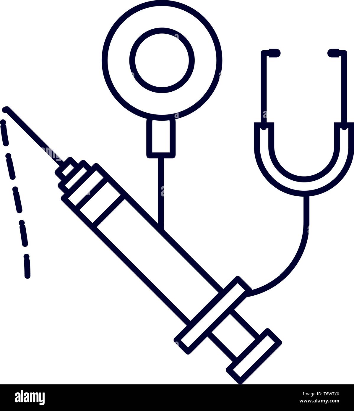 stethoscope medical with medical injection vector illustration design ...