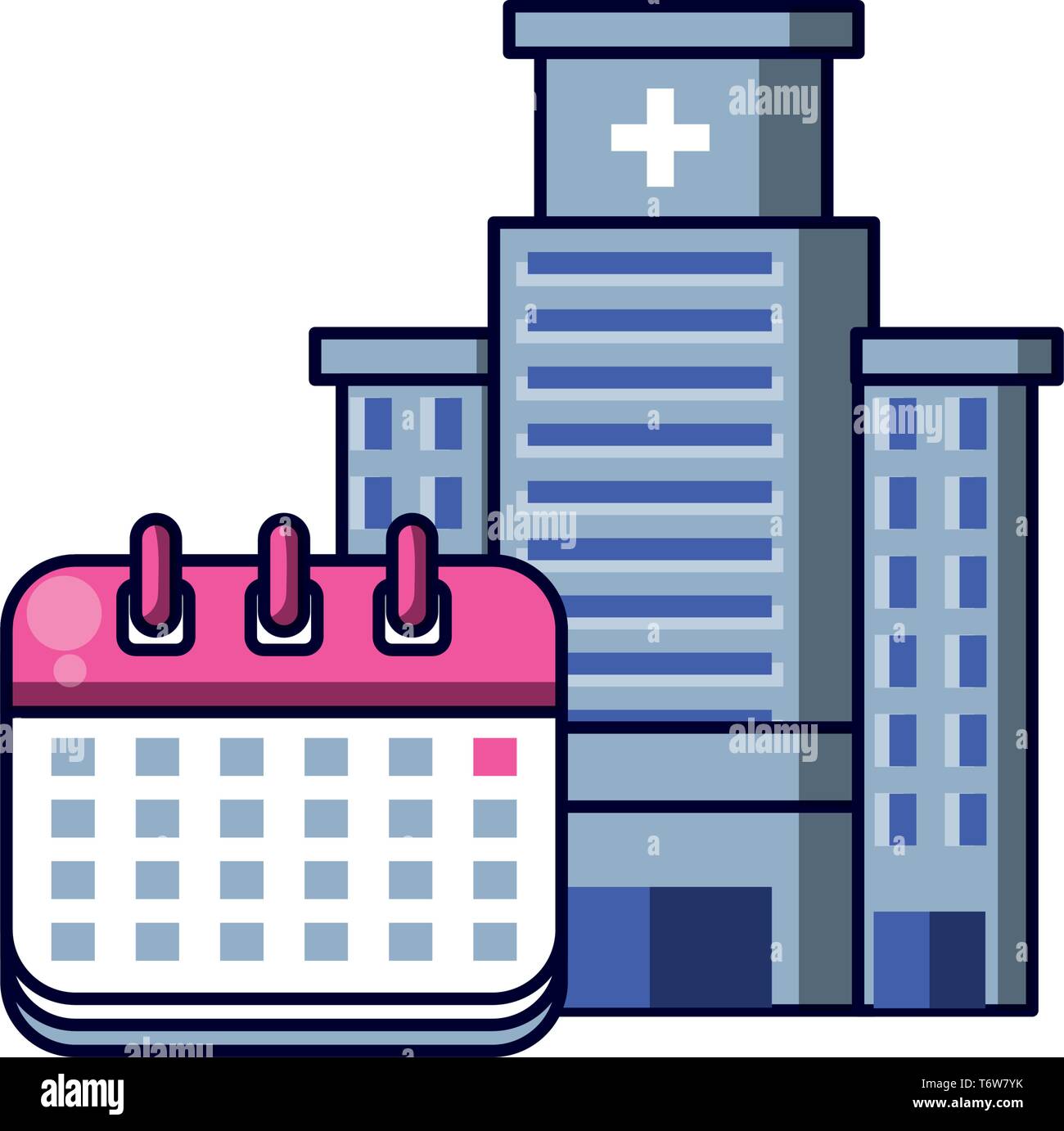 calendar reminder with hospital building vector illustration design ...