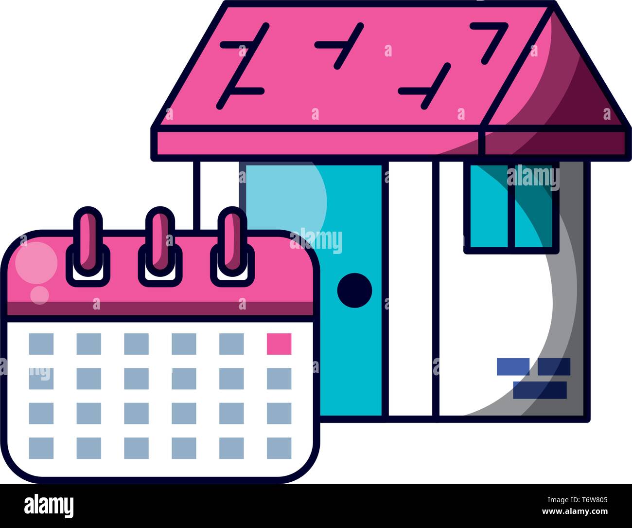 calendar reminder with house facade vector illustration design Stock ...