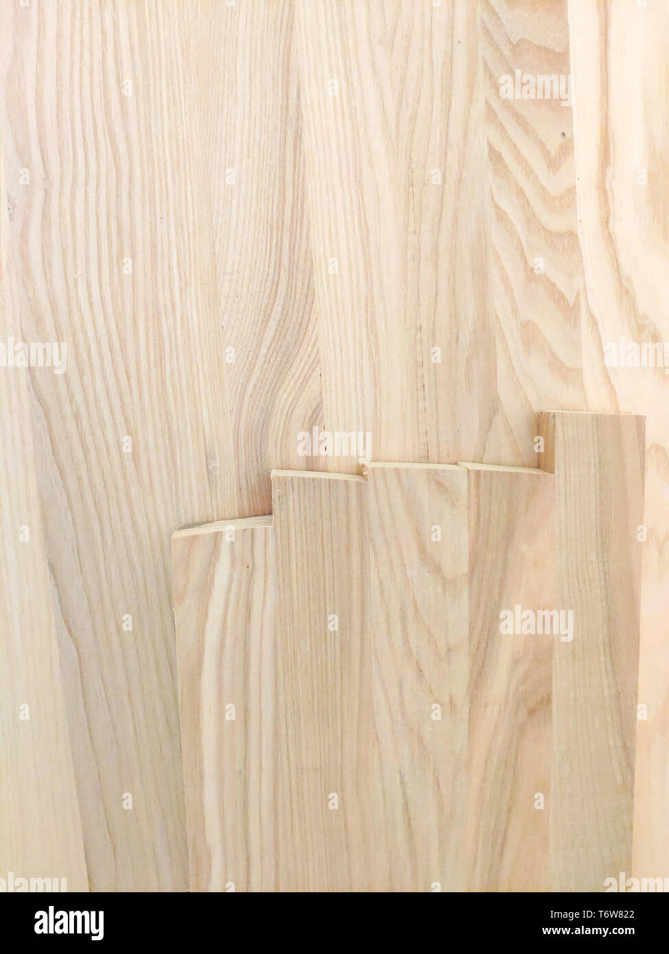 Cut wood pieces remaining from carpenter handcraft at furniture ...