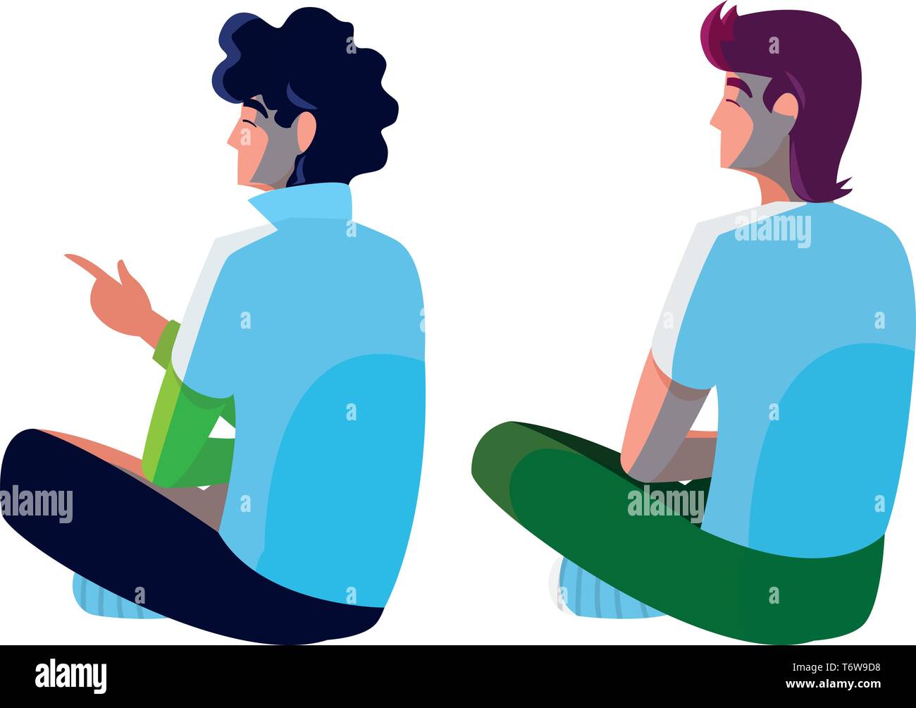 men seated back character vector illustration design Stock Vector Image ...