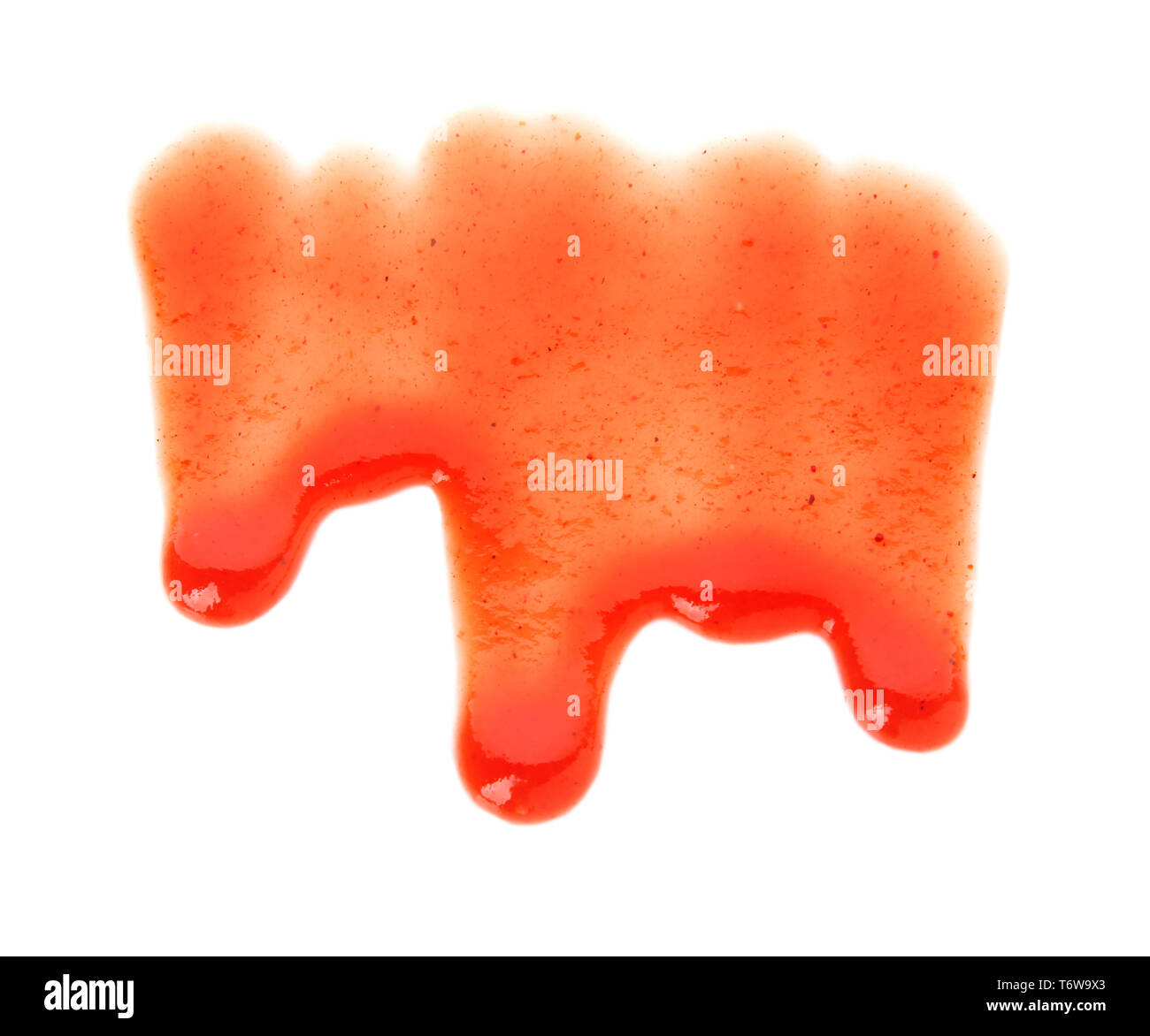 Red sauce on white background Stock Photo - Alamy