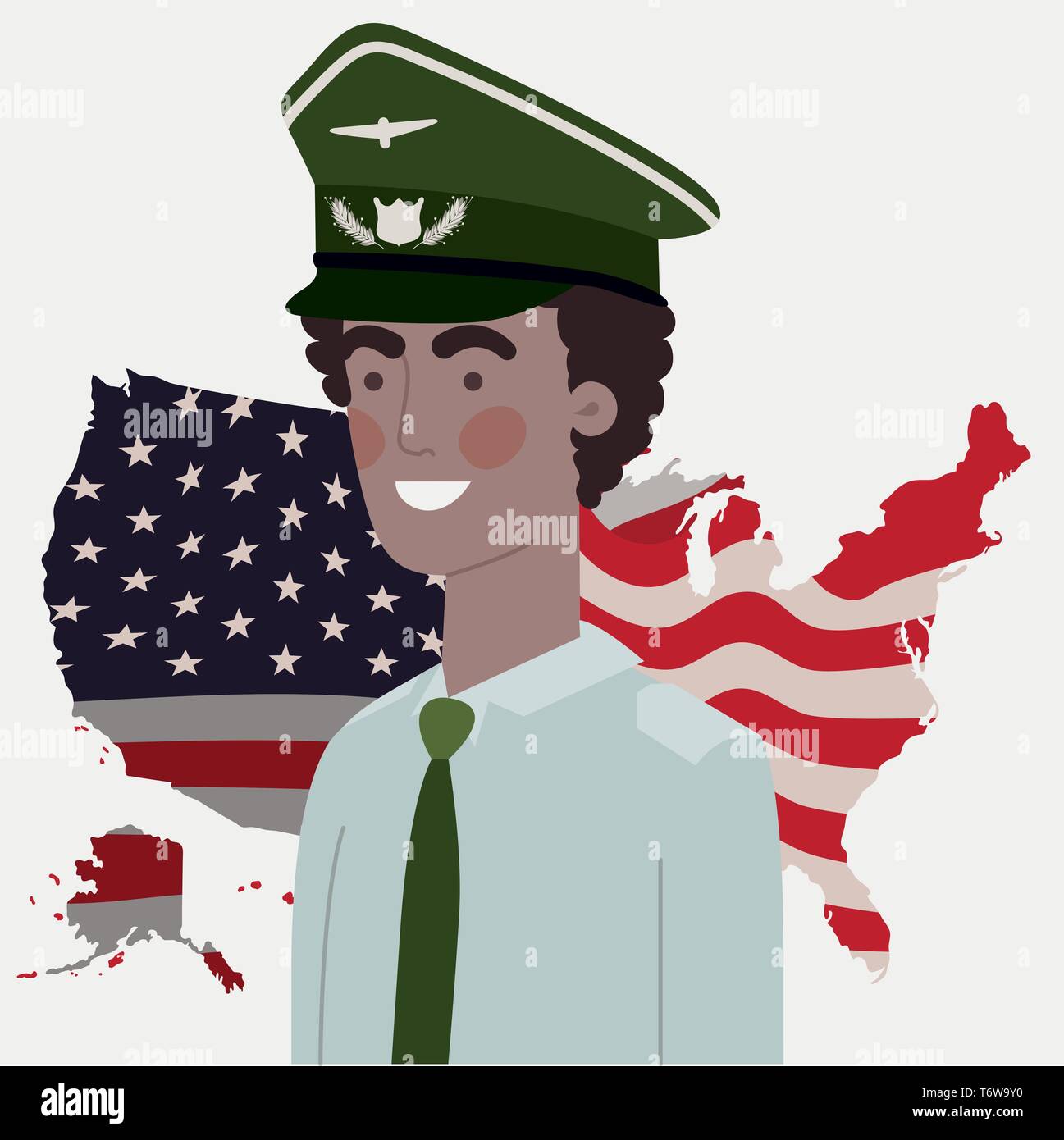 military man with usa map and flag Stock Vector Image & Art - Alamy