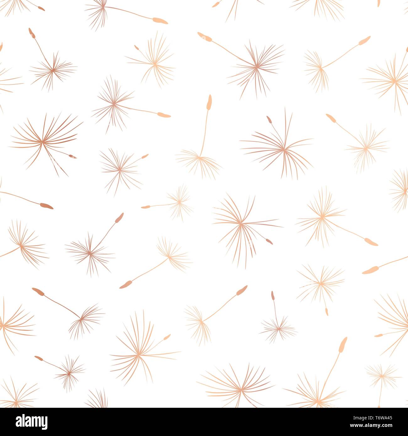 Rose gold foil Dandelion seeds seamless vector background repeat Stock ...