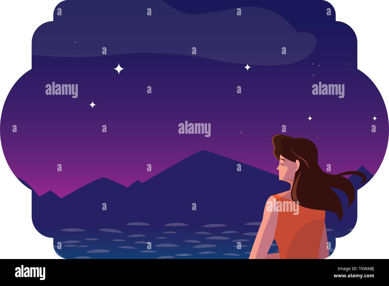 Girl contemplating view Stock Vector Images - Alamy