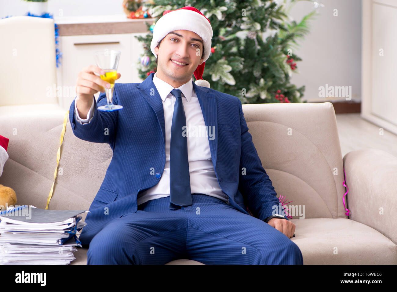 Busy employee working from home Stock Photo - Alamy