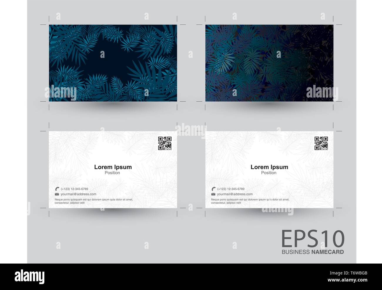 Tropical dark blue leaf pattern background namecard Stock Vector Image ...