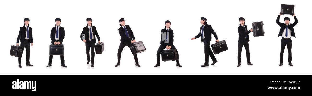 Funny pilot isolated on white Stock Photo - Alamy