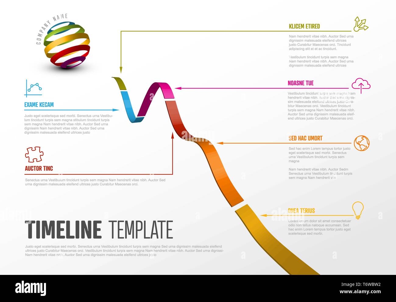 Vector Infographic diagonal timeline report template with 3d colored ...