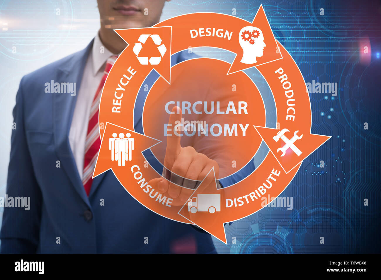 Concept of circular economy with businessman Stock Photo - Alamy