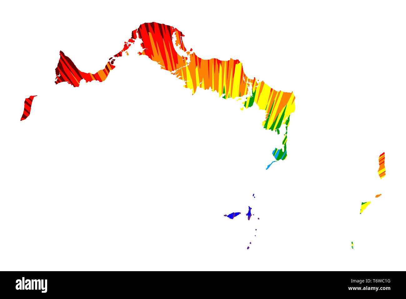 Turks and Caicos Islands - map is designed rainbow abstract colorful ...