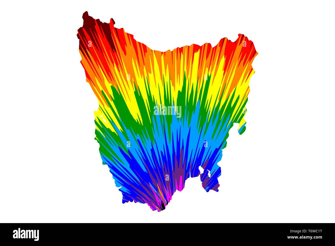 Tasmania - map is designed rainbow abstract colorful pattern, Tasmania ...