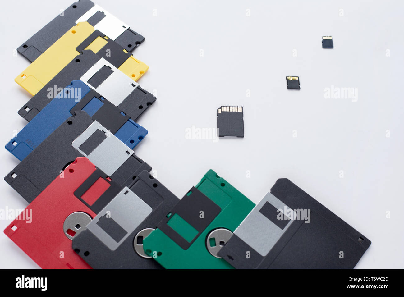 The evolution of digital data storage device. Floppy disks vs small ...