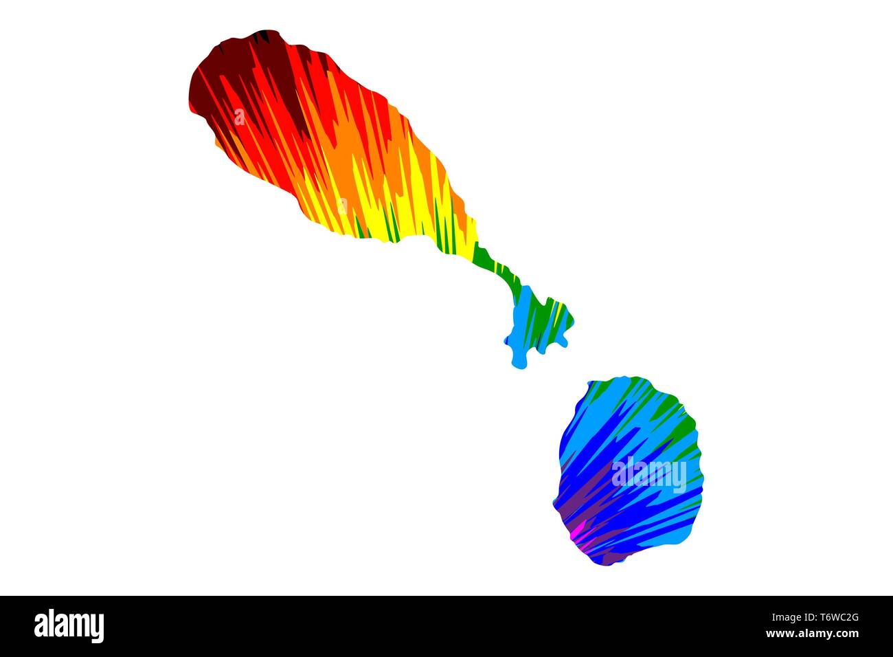 Saint Kitts and Nevis - map is designed rainbow abstract colorful ...