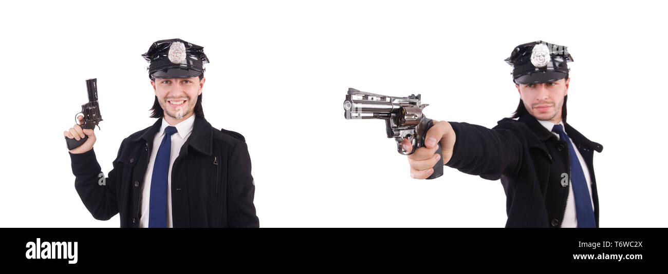 Police officer isolated on white Stock Photo - Alamy