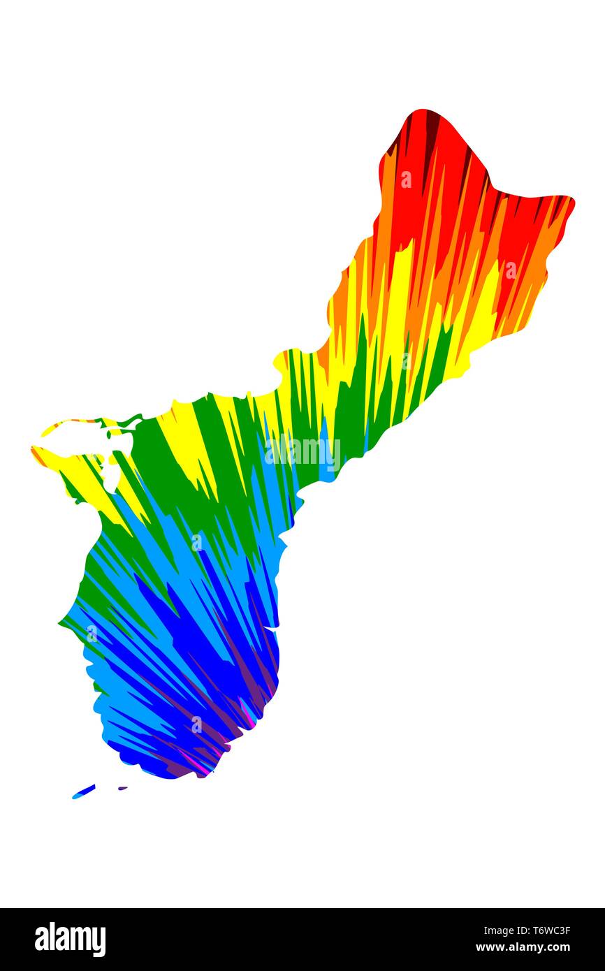 Guam Map Is Designed Rainbow Abstract Colorful Pattern Guam Island