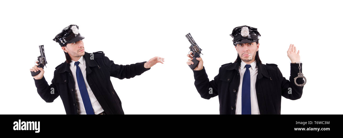 Police officer isolated on white Stock Photo - Alamy