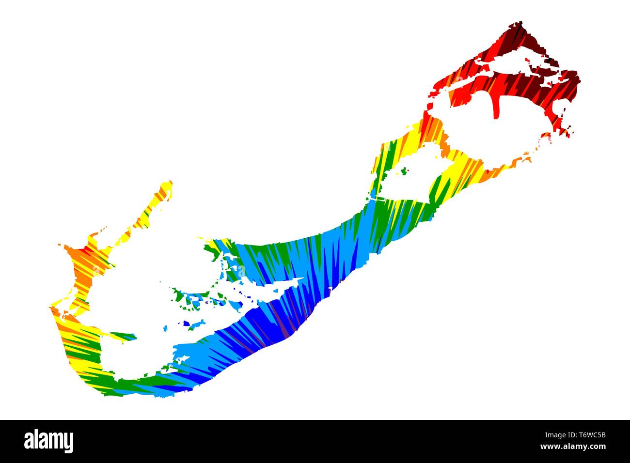 Bermuda - map is designed rainbow abstract colorful pattern, Bermuda ...