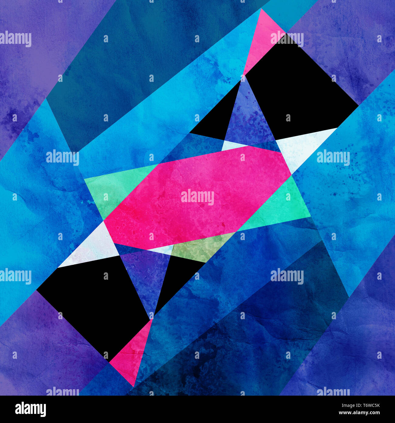 Abstract watercolor background with geometric color objects and ...
