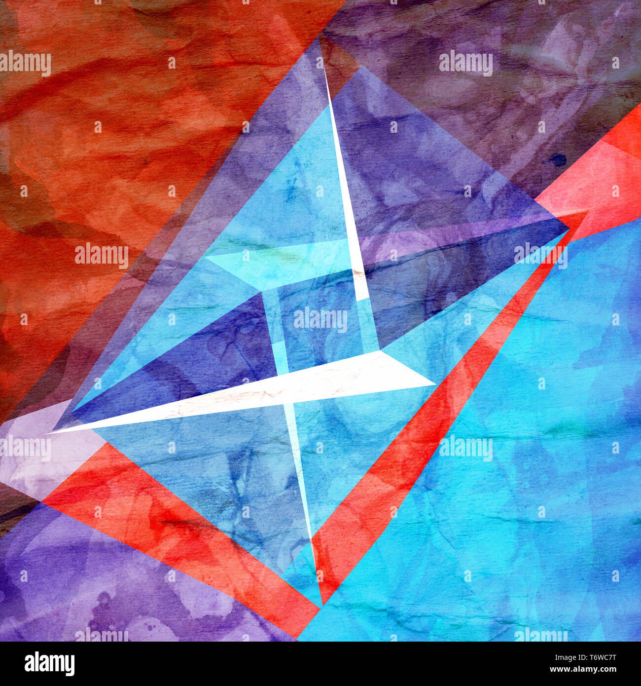Abstract watercolor background with geometric color objects and ...