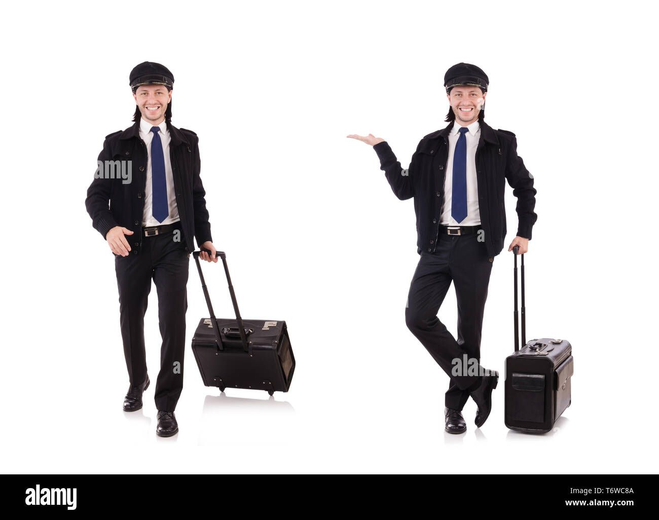 Funny pilot isolated on white Stock Photo - Alamy