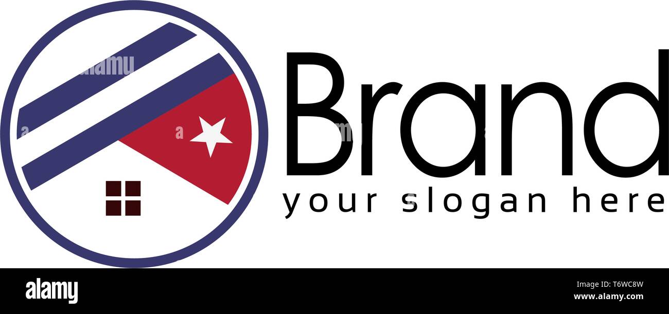 American house logo template, flat design, stock logo Stock Vector ...