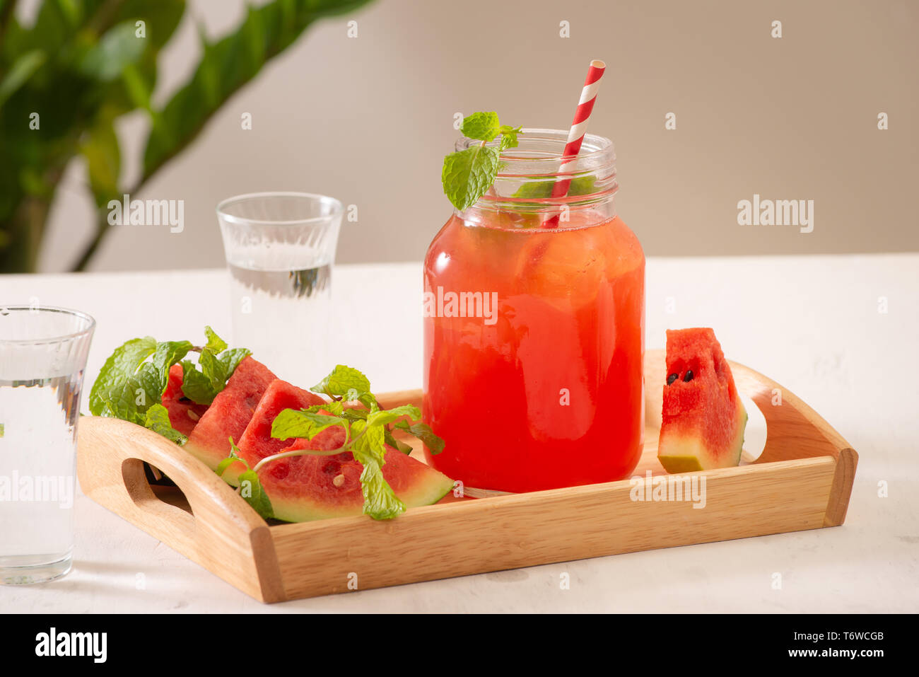 Cold Watermelon Smoothie Stock Photo - Alamy