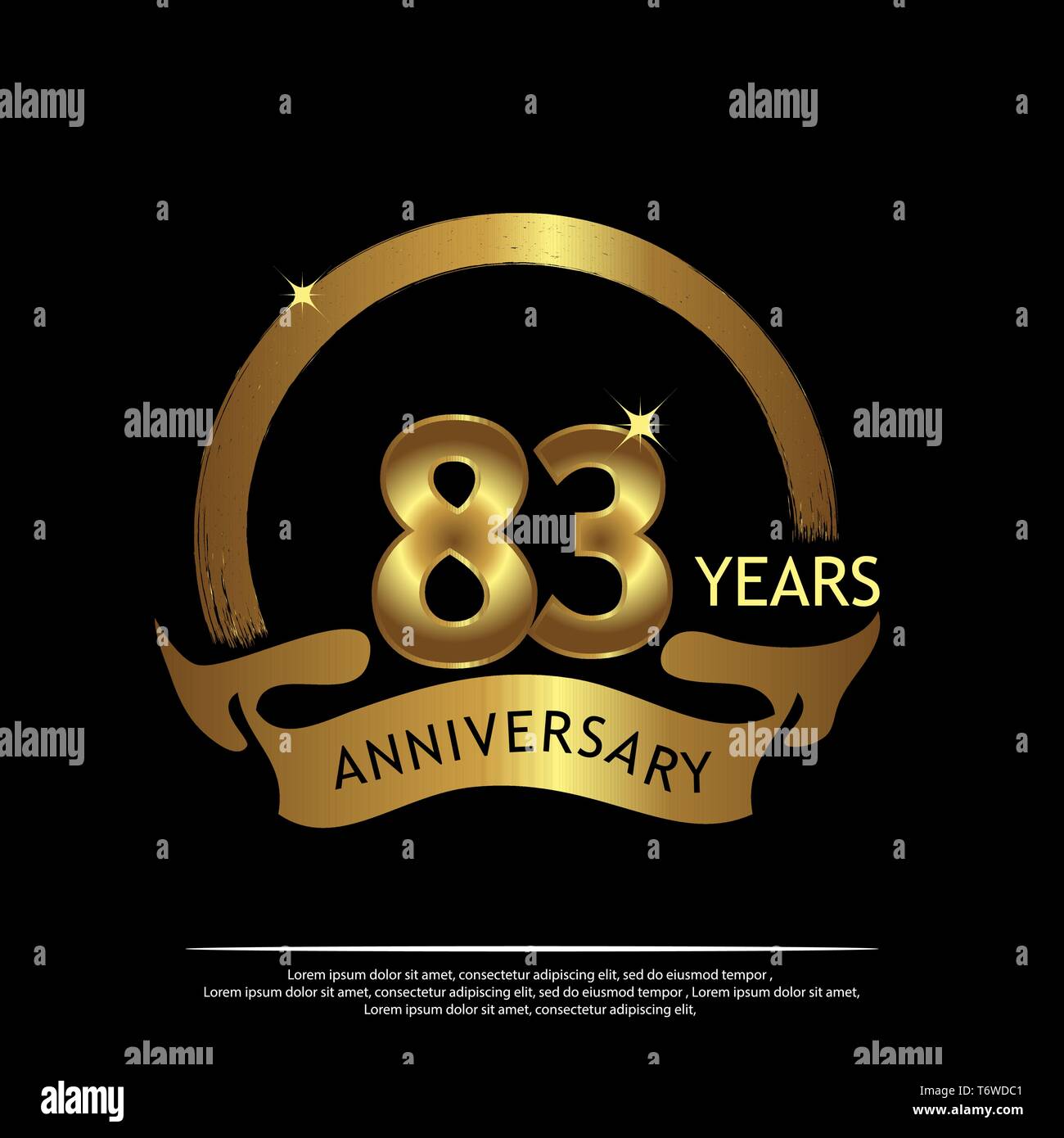 eighty three years anniversary golden. anniversary template design for ...