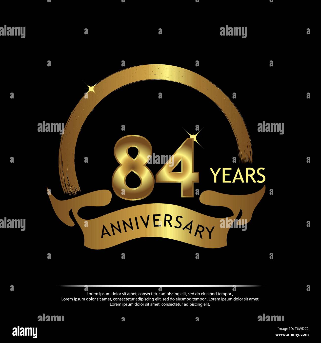 eighty four years anniversary golden. anniversary template design for ...