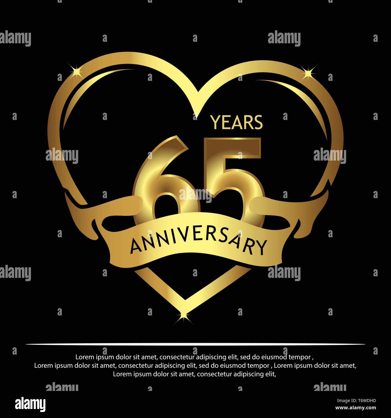 65 years anniversary golden. anniversary template design for web, game ...