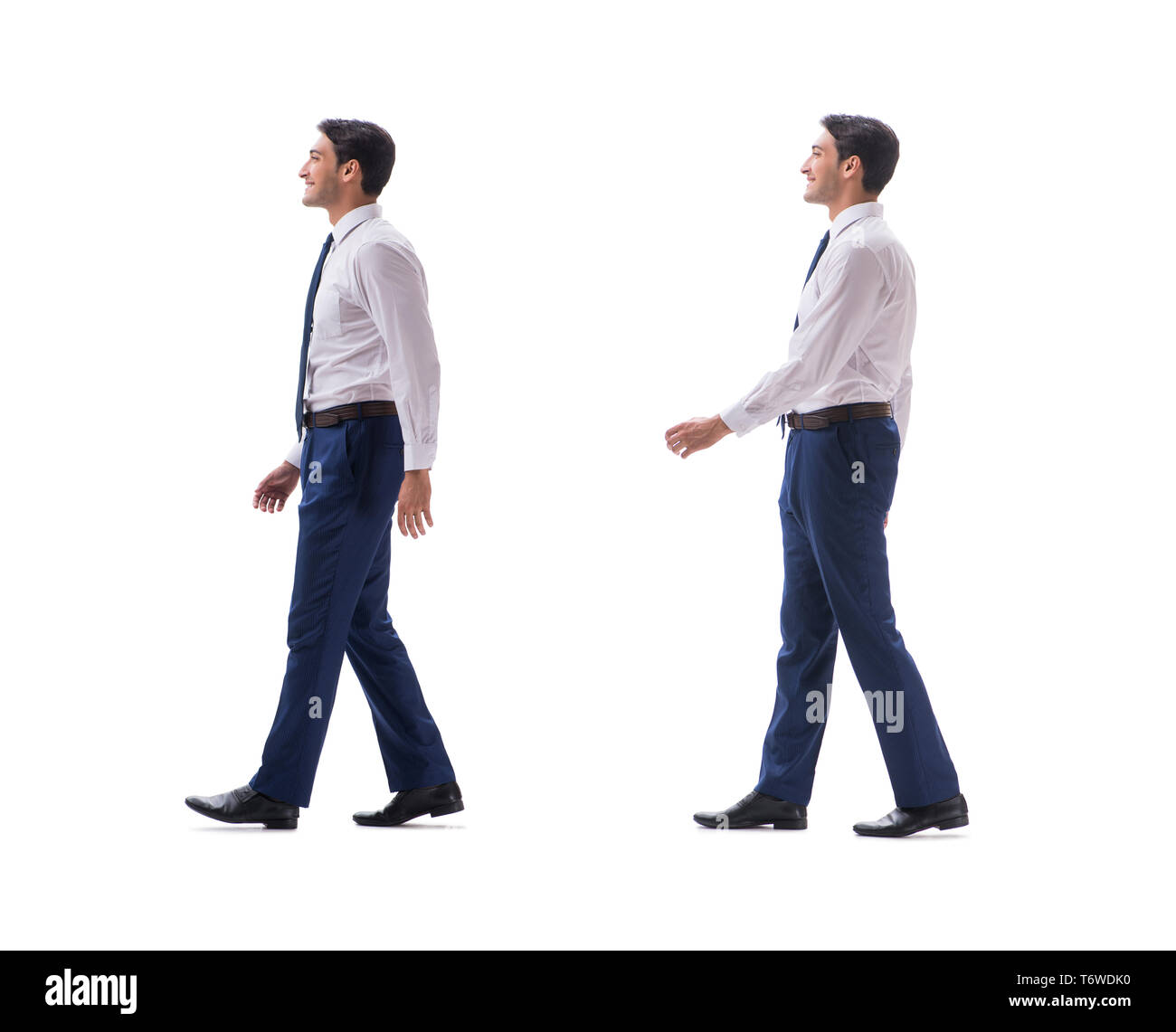 Businessman walking standing side view isolated on white backgro Stock ...