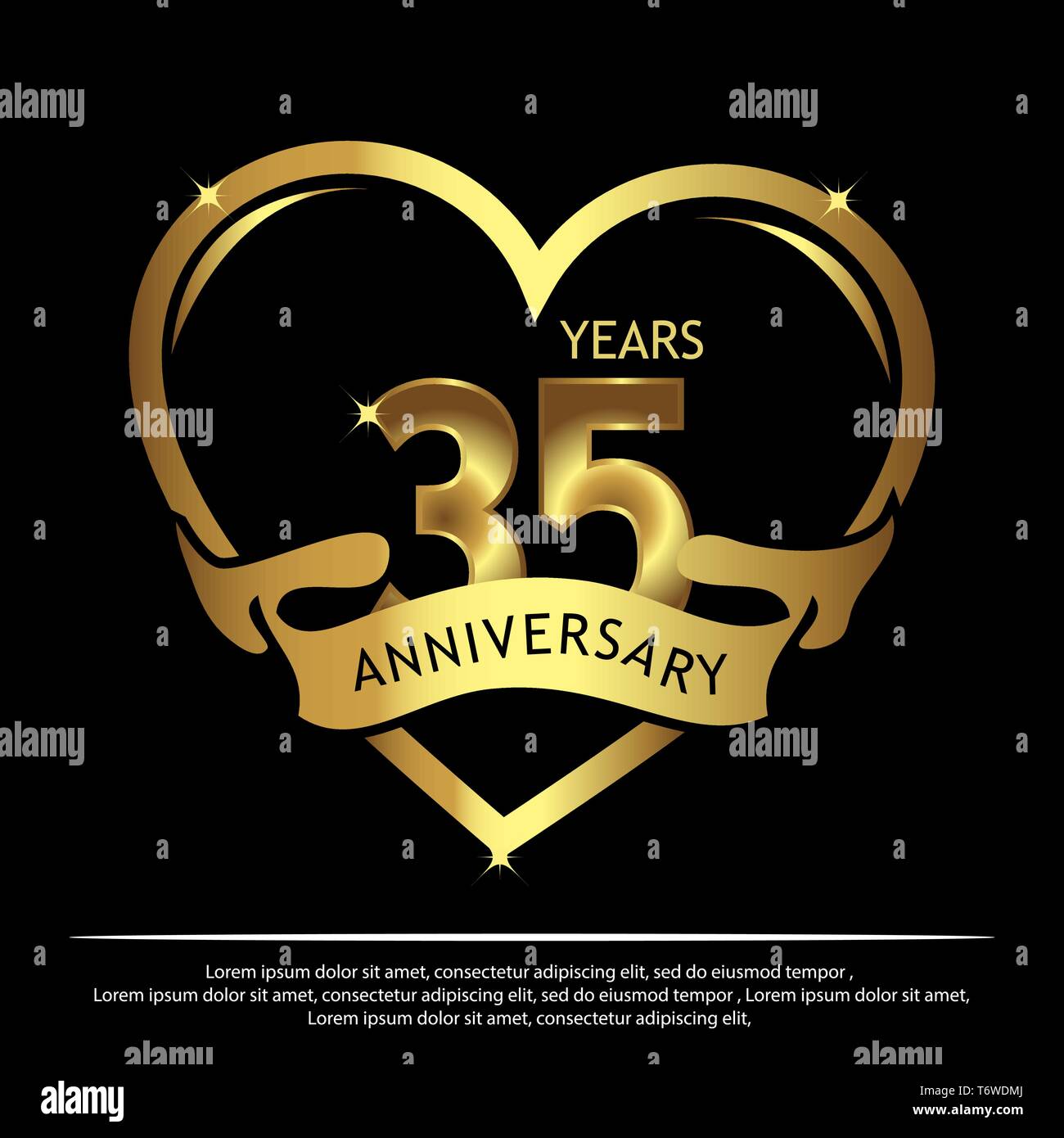 35 years anniversary golden. anniversary template design for web, game ...