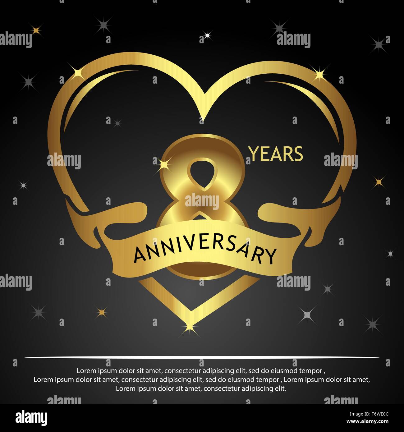 8 years anniversary golden. anniversary template design for web, game ...